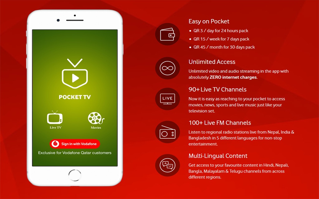 Vodafone launches Pocket TV app for Qatar