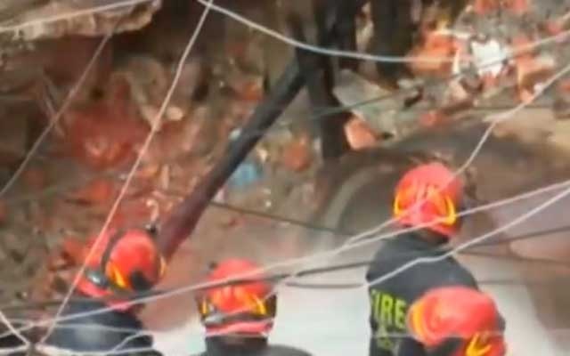 Gas line catches fire in Dhaka's Shewrapara