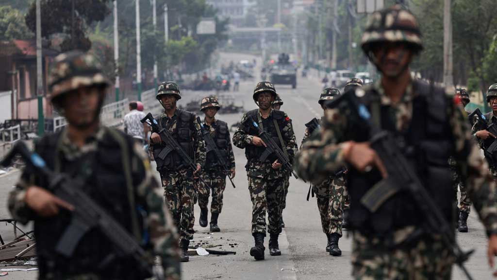 Soldiers guard Nepal's parliament, patrol streets